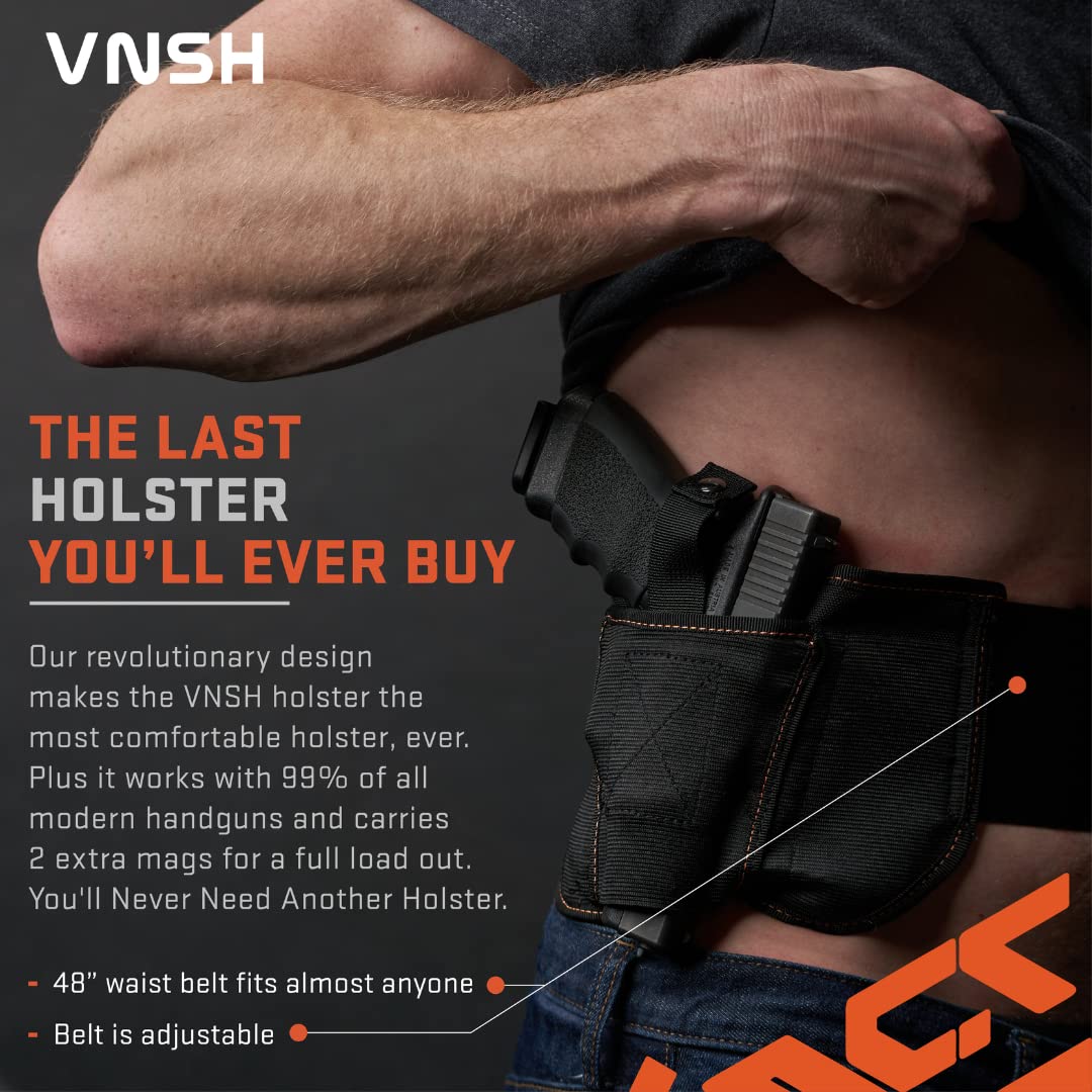 VNSH Belly Band Holster - Concealed Carry Gun Holster with Double Mag Pouch for Men & Women