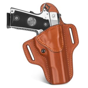 1911 leather holster,owb leather holster for belts fits colt/kimber/springfield/s&w 1911 and most 1911 5'' no rail pistol,right hand draw,brown