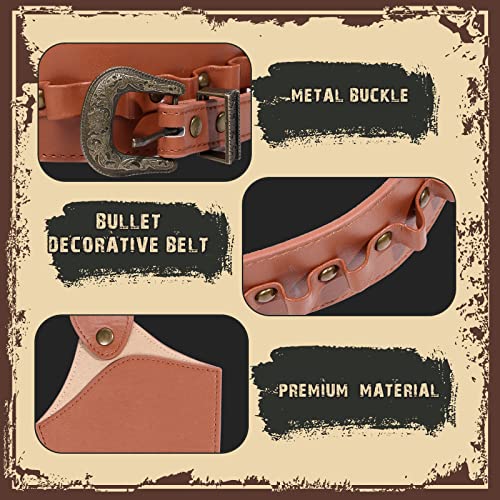 Cowboy Gun Belt and Holster Masquerade Western Holster Cowboy Costume Accessories Vintage Cowboy Cosplay PU Leather Holster Belts for Halloween Party (Right Holster)