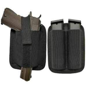 gun holster/double magazine pouches for concealed carry, waistband pistol holster, men/women universal handgun holster for right/left hand (black)