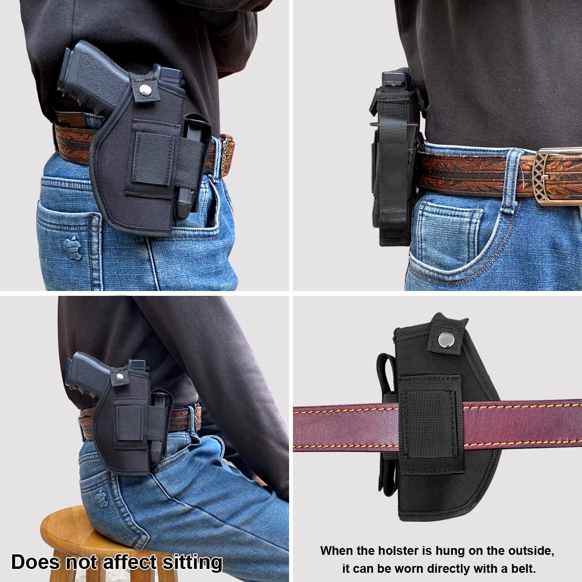 Gun Holster with Small & Medium Laser for Pistols : Glock 19 17..Taurus G3C G3 9mm..Sig Sauer..S&W M&P Shield..Ruger..Springfield With TLR-6 & CT Laser..- Fits 3.1'' to 4.7'' Barrel -Right/Left-Handed