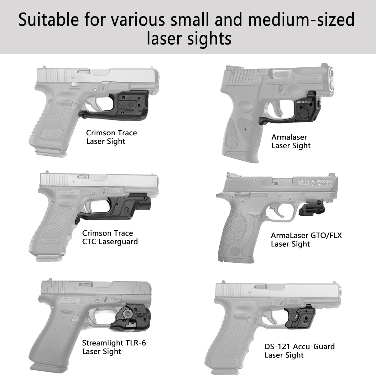 Gun Holster with Small & Medium Laser for Pistols : Glock 19 17..Taurus G3C G3 9mm..Sig Sauer..S&W M&P Shield..Ruger..Springfield With TLR-6 & CT Laser..- Fits 3.1'' to 4.7'' Barrel -Right/Left-Handed