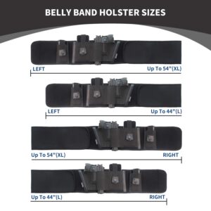 CREATRILL Upgraded Belly Band Holster for Concealed Carry + 3 Removable Magazine Pouches, Breathable Neoprene IWB Gun Mag Holsters Fits Glock 19, 17, 42, 43, P238, Ruger LCP for Men Women (Right)