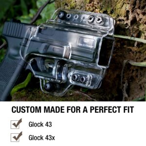 OWB Holster Compatible with Glock 43 43x, Outside Waistband Carry Holster Compatible with G43 43x, OWB Right Hand Draw Gun Holster for Men/Women Adj. Cant & Retention，Clear