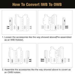 OWB Holster Compatible with Glock 43 43x, Outside Waistband Carry Holster Compatible with G43 43x, OWB Right Hand Draw Gun Holster for Men/Women Adj. Cant & Retention，Clear