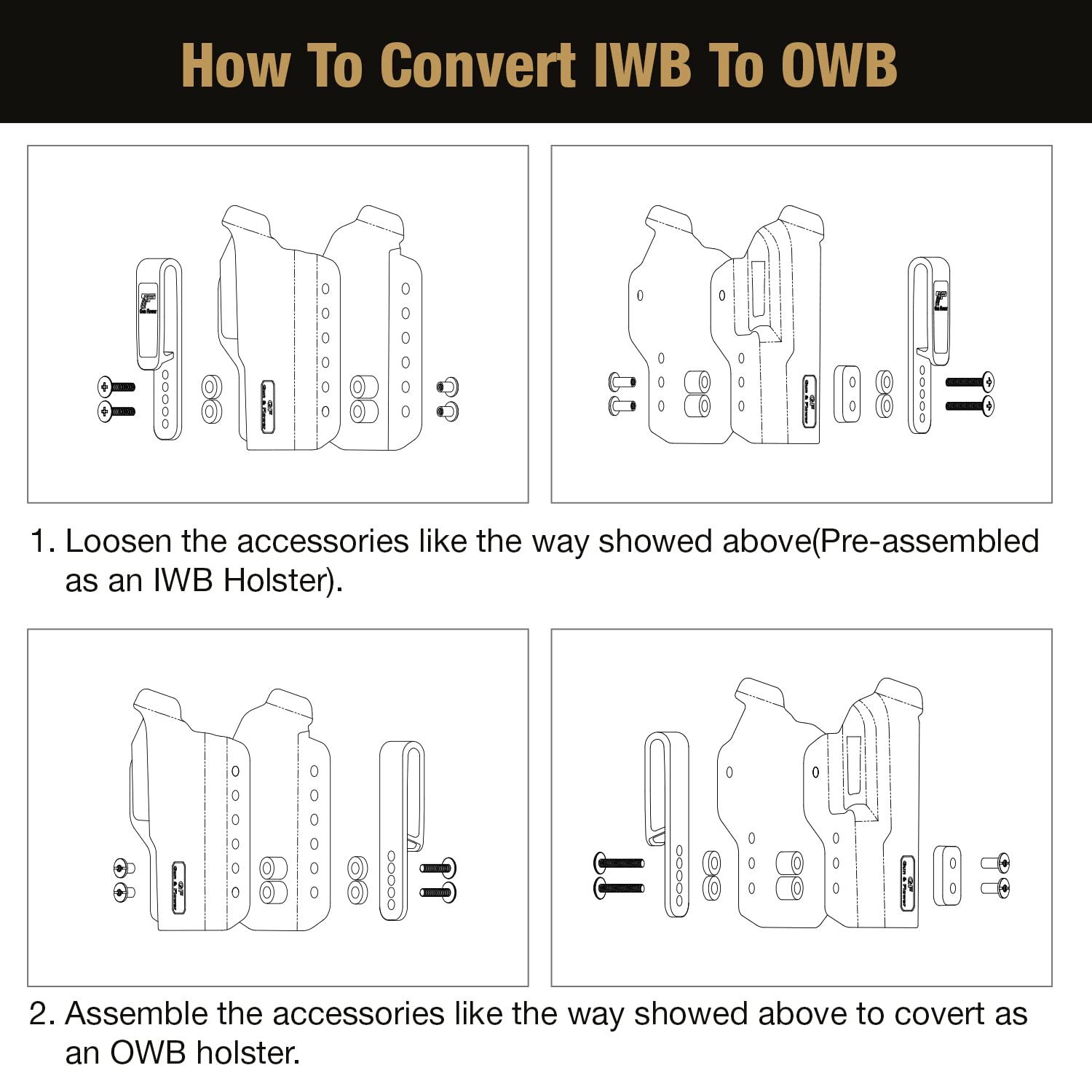 OWB Holster Compatible with Glock 43 43x, Outside Waistband Carry Holster Compatible with G43 43x, OWB Right Hand Draw Gun Holster for Men/Women Adj. Cant & Retention，Clear