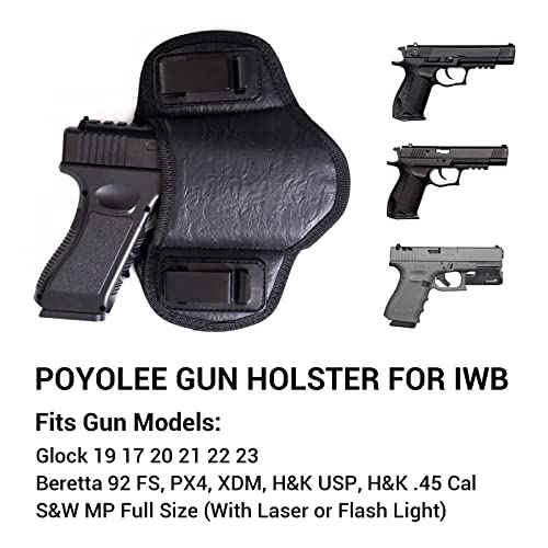 POYOLEE Tactical Pancake Holster, Concealed Carry Gun Holster for Men, Universal IWB Holster for Pistol, Fits Glock 19 17 20 23 | Beretta 92 FS, PX4, XDM, MP with Laser.