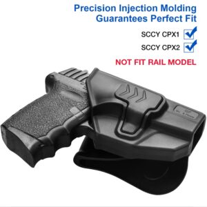 OWB Holster Compatible with SCCY 9mm CPX1 CPX2, Level II Retention Outside Waistband Open Carry for SCCY CPX-1 CPX-2, Gun Holster for Men/Women | Paddle 360 Degrees Adjustable