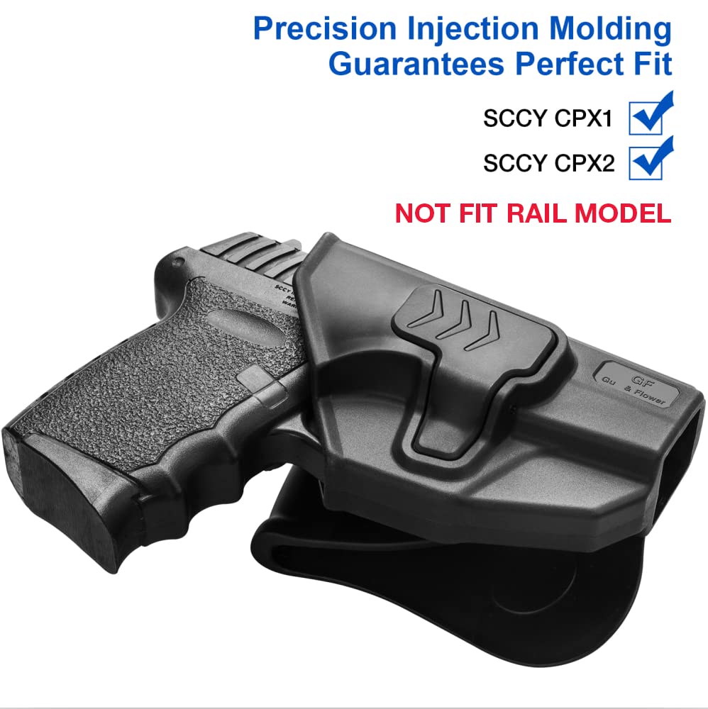 OWB Holster Compatible with SCCY 9mm CPX1 CPX2, Level II Retention Outside Waistband Open Carry for SCCY CPX-1 CPX-2, Gun Holster for Men/Women | Paddle 360 Degrees Adjustable