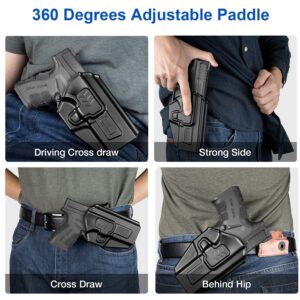 OWB Holster Compatible with SCCY 9mm CPX1 CPX2, Level II Retention Outside Waistband Open Carry for SCCY CPX-1 CPX-2, Gun Holster for Men/Women | Paddle 360 Degrees Adjustable