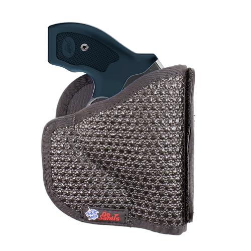 DeSantis Superfly Gun Holster, Sticky Rubberized Fabric, Fits Ruger LCRx, SP101 2”, Colt Detective Special 2”, Cobra 2” Reversible and Removable Outer Flap, Unisex Pocket Holster, Ambidextrous, Black