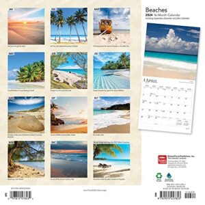 Beaches | 2024 12 x 24 Inch Monthly Square Wall Calendar | Foil Stamped Cover | BrownTrout | Travel Nature Tropical