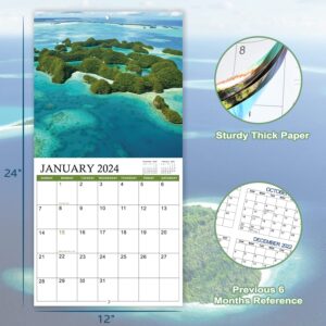 Wall Calendar 2024-2024 Wall Calendar, 12-Month Calendar 2024, Jan. 2024 -Dec. 2024, 12" x 24" (Open), 2024 Calendar with Unruled Blocks, Thick Paper- Sea Island