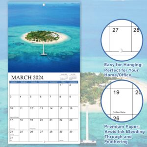 Wall Calendar 2024-2024 Wall Calendar, 12-Month Calendar 2024, Jan. 2024 -Dec. 2024, 12" x 24" (Open), 2024 Calendar with Unruled Blocks, Thick Paper- Sea Island