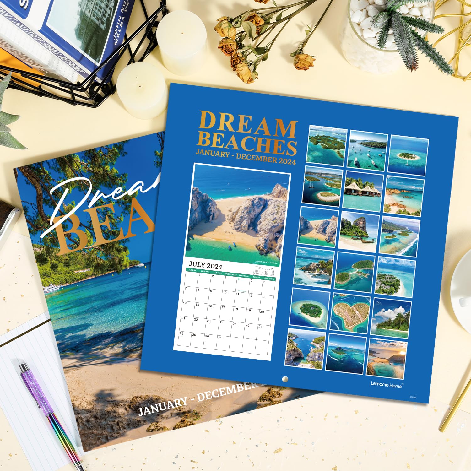 Wall Calendar 2024-2024 Wall Calendar, 12-Month Calendar 2024, Jan. 2024 -Dec. 2024, 12" x 24" (Open), 2024 Calendar with Unruled Blocks, Thick Paper- Sea Island