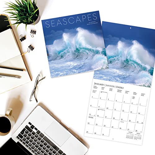 Graphique Seascapes Wall Calendar - 16-Month 2023 Calendar, 12"x12" w/ 3 Languages, 4-Month Preview, & Marked Holidays…