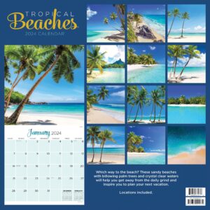 TF PUBLISHING 2024 Tropical Beaches Wall Calendar | Large Grids for Appointments and Scheduling | Vertical Monthly Wall Calendar 2024 | Home and Office Organization | Premium Gloss Paper | 12"x12”