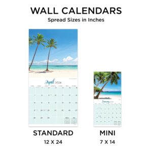 TF PUBLISHING 2024 Tropical Beaches Wall Calendar | Large Grids for Appointments and Scheduling | Vertical Monthly Wall Calendar 2024 | Home and Office Organization | Premium Gloss Paper | 12"x12”