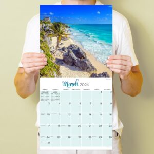 TF PUBLISHING 2024 Tropical Beaches Wall Calendar | Large Grids for Appointments and Scheduling | Vertical Monthly Wall Calendar 2024 | Home and Office Organization | Premium Gloss Paper | 12"x12”