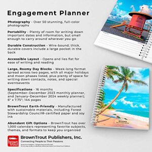 Beaches | 2024 6 x 7.75 Inch Spiral-Bound Wire-O Weekly Engagement Planner Calendar | New Full-Color Image Every Week | BrownTrout | Travel Nature Tropical