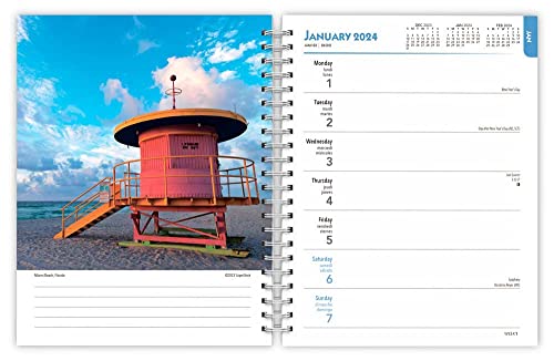 Beaches | 2024 6 x 7.75 Inch Spiral-Bound Wire-O Weekly Engagement Planner Calendar | New Full-Color Image Every Week | BrownTrout | Travel Nature Tropical