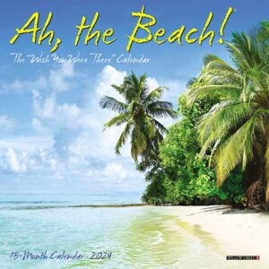 willow creek press ah the beach! monthly mini 2024 wall calendar (7" x 7")