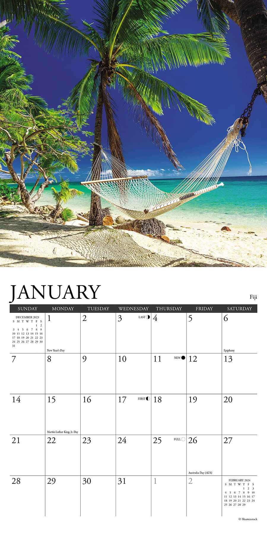 Willow Creek Press Ah The Beach! Monthly Mini 2024 Wall Calendar (7" x 7")