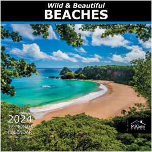 micasa wild & beautiful beaches 2024 hangable monthly wall calendar | 12" x 24" open | thick & sturdy paper | giftable | beautiful tropical scenic travel nature | your daily getaway