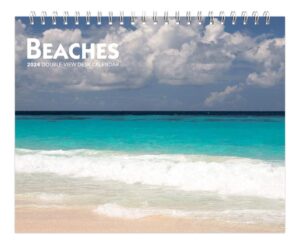 beaches | 2024 7.5 x 6 inch monthly double-view easel desk calendar | browntrout | travel nature tropical