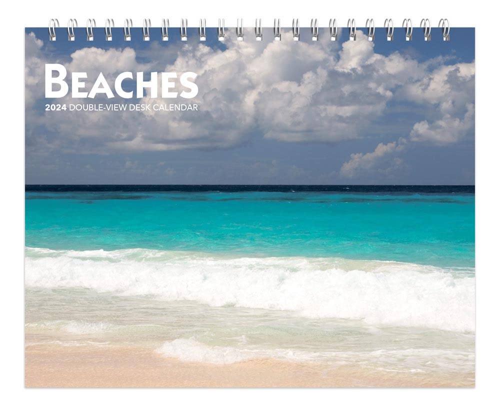 Beaches | 2024 7.5 x 6 Inch Monthly Double-View Easel Desk Calendar | BrownTrout | Travel Nature Tropical