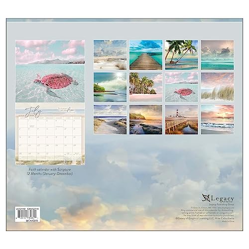 Legacy Seaside Serenity Sand Blue 13 x 12 Paper 2024 Hanging Wall Calendar