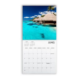 Beaches Calendar 2024 and Sticker Pack, Large 12 x 24 inch, Beaches Wall Calendar with Sticker Set, Beautiful Beaches