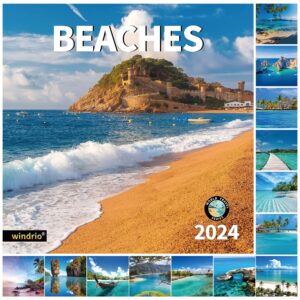 2024 2025 wall calendar, 18 month july 2024 - december 2025, monthly calendar beaches, 12" x 24" opened,full page months thick & sturdy paper for gift calendar organizing & planning