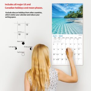 2024 2025 Wall Calendar, 18 Month July 2024 - December 2025, Monthly Calendar BEACHES, 12" x 24" Opened,Full Page Months Thick & Sturdy Paper for Gift Calendar Organizing & Planning