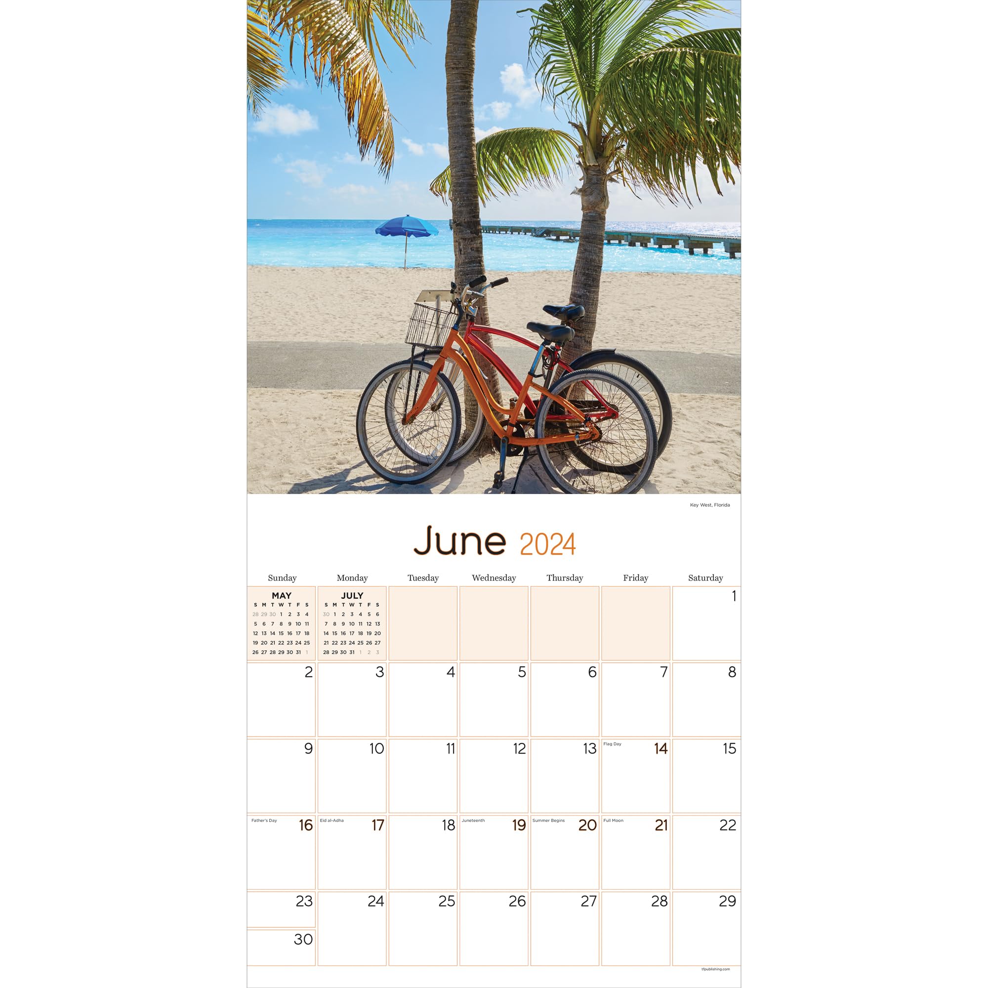 TF PUBLISHING 2024 Beach Life Wall Calendar | Large Grids for Appointments and Scheduling | Vertical Monthly Wall Calendar 2024 | Home and Office Organization | Premium Gloss Paper | 12"x12"