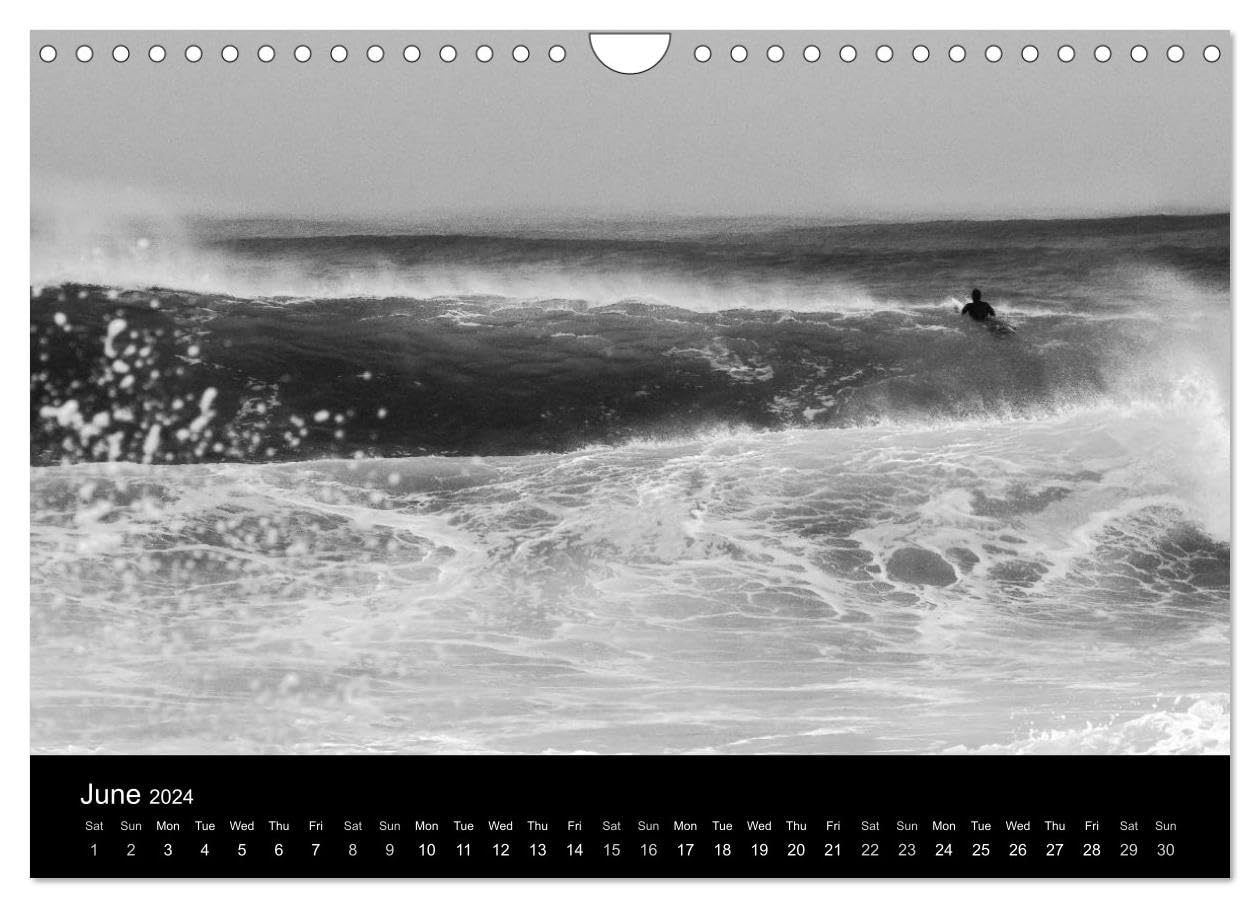 Surf in B&W (Wall Calendar 2024 DIN A4 Landscape), CALVENDO 12 Month Wall Calendar