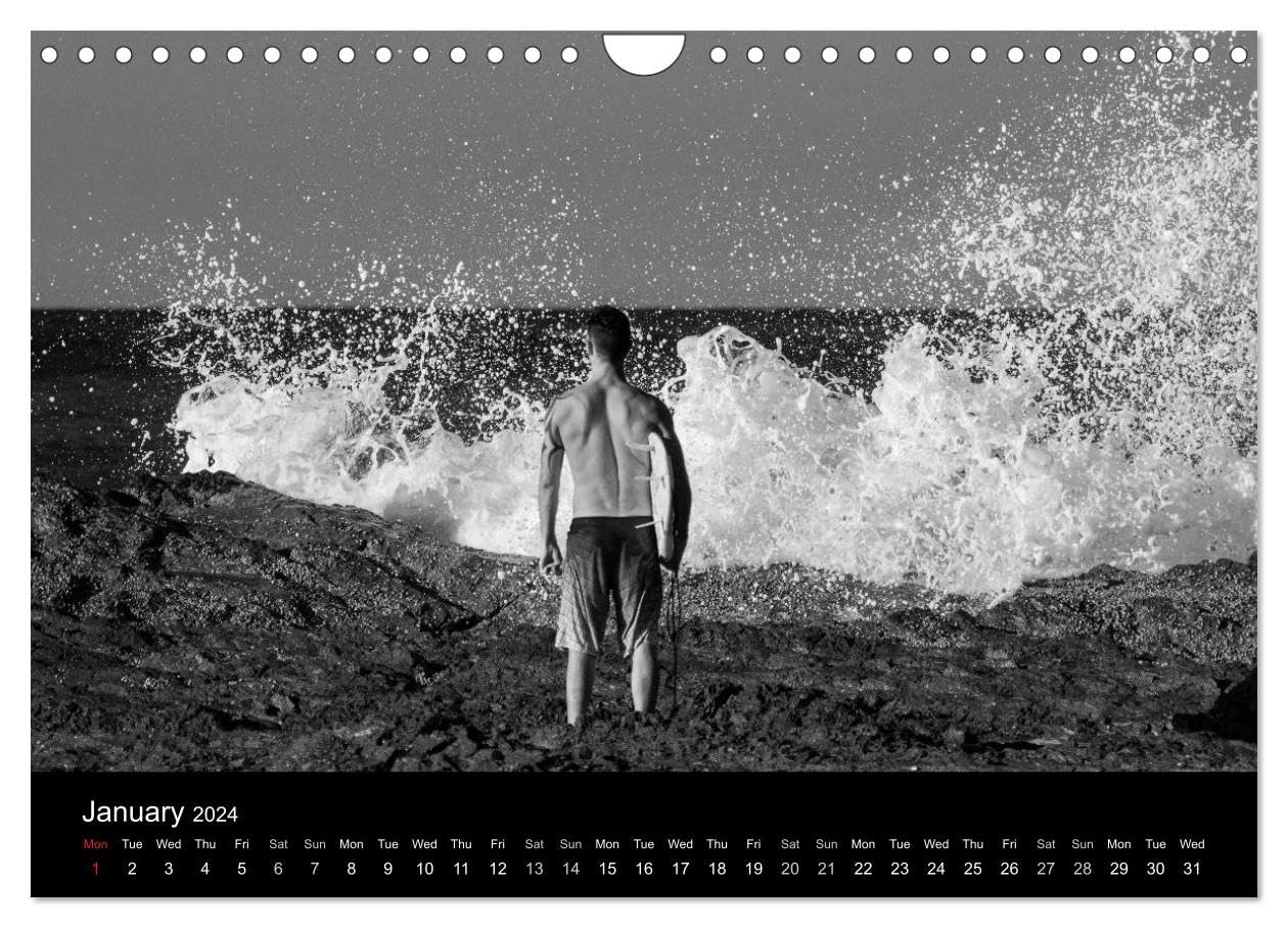 Surf in B&W (Wall Calendar 2024 DIN A4 Landscape), CALVENDO 12 Month Wall Calendar