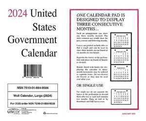 unicor 2024 us government wall calendar, qty=1, single calendar