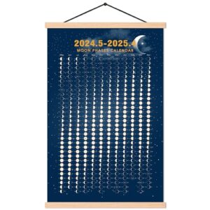 2024 may- 2025 april moon phase calendar print poster vertical canvas material lunar cycle chart ready to hang with frame space wall art decor (16 x 24 inch)