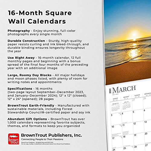 Paradise | 2024 12 x 24 Inch Monthly Square Wall Calendar | BrownTrout | Scenic Travel Nature Beach