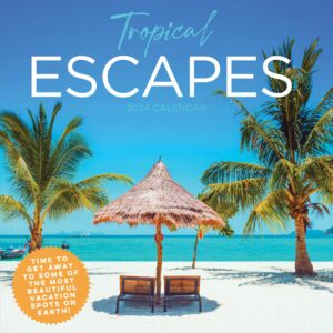 tf publishing 2024 tropical escapes wall calendar | large grids for appointments and scheduling | vertical monthly wall calendar 2024 | home and office organization | premium gloss paper | 12"x12”