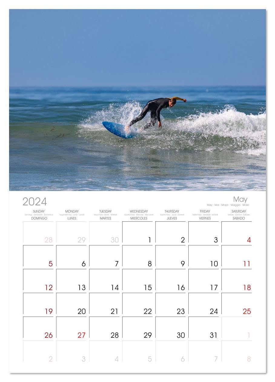 Surfing in Brittany (Monthly Wall Calendar 2024 11.7" x 16.5" (open)), CALVENDO 14 Month Calendar