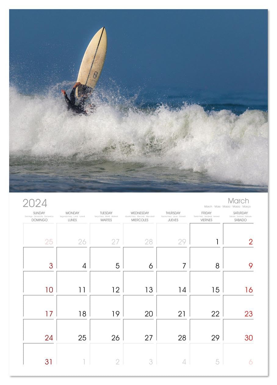 Surfing in Brittany (Monthly Wall Calendar 2024 11.7" x 16.5" (open)), CALVENDO 14 Month Calendar