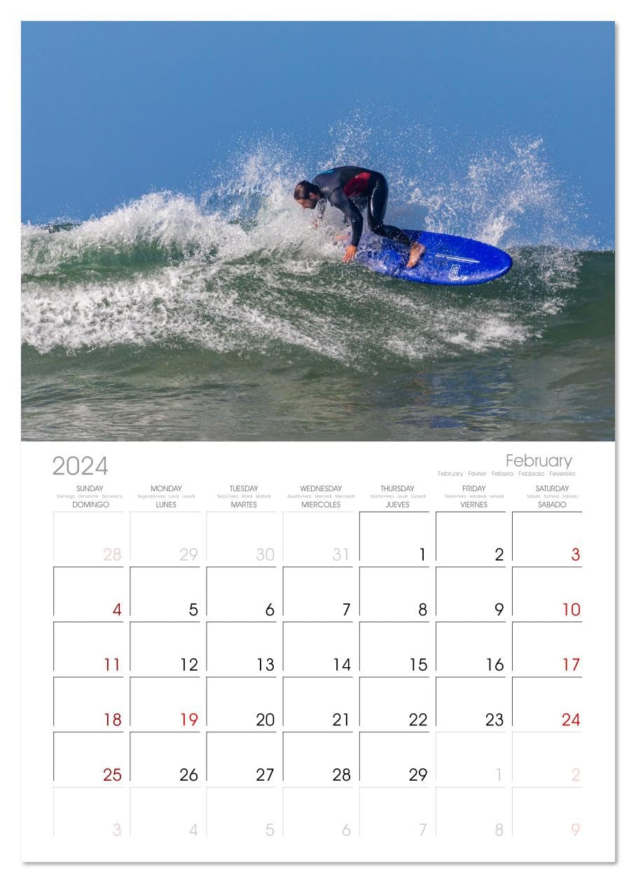 Surfing in Brittany (Monthly Wall Calendar 2024 11.7" x 16.5" (open)), CALVENDO 14 Month Calendar