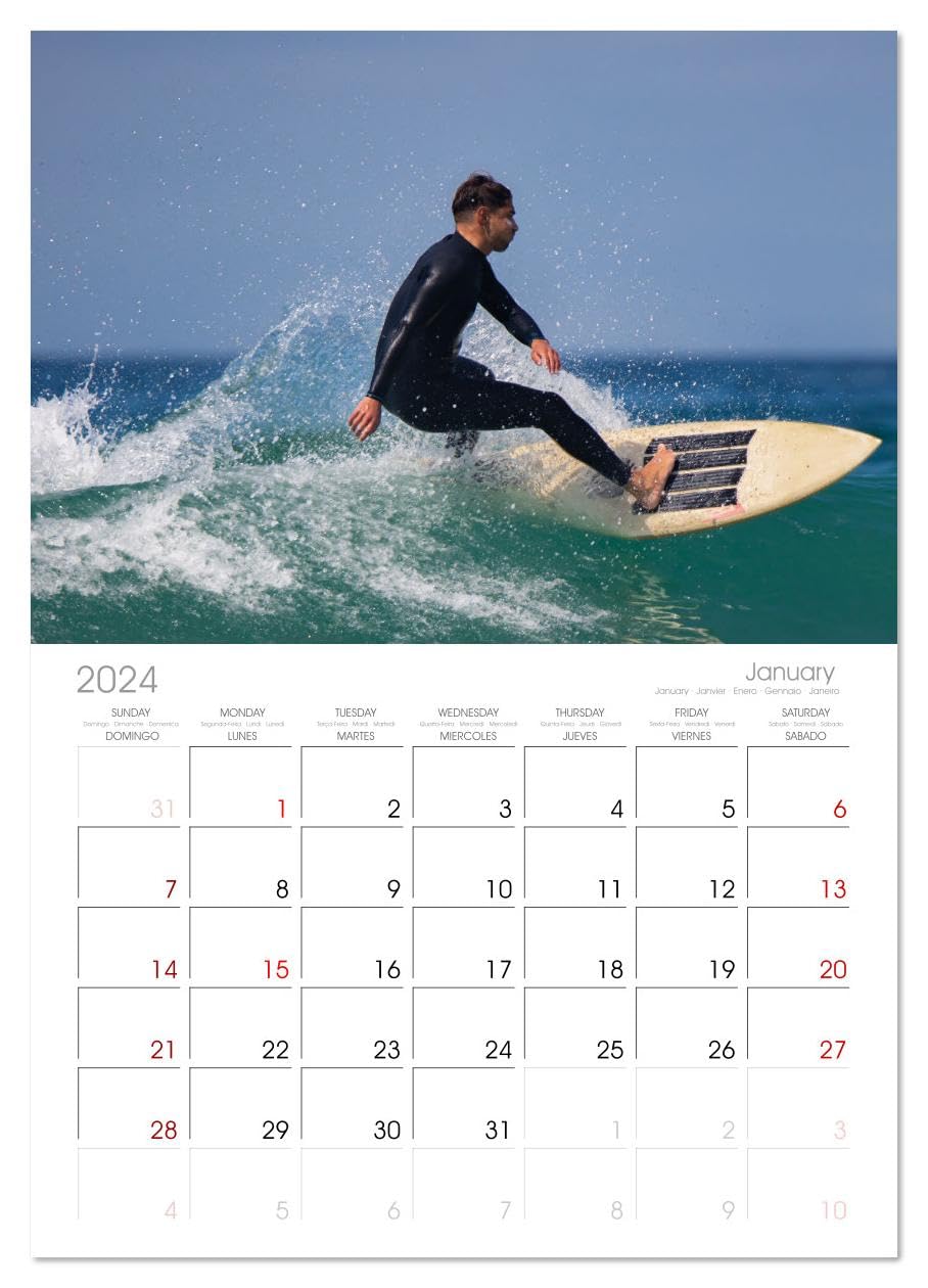 Surfing in Brittany (Monthly Wall Calendar 2024 11.7" x 16.5" (open)), CALVENDO 14 Month Calendar