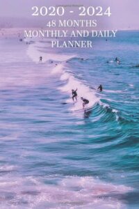 2020 -2024 48 months | monthly and daily planner: surfing planner for 4 years monthly and daily planner | surfing gifts for women & men | surfing the wave monthly and daily calendar