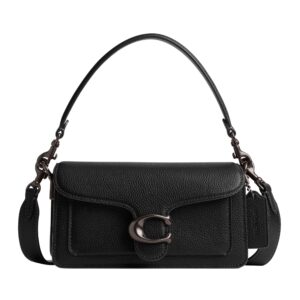 coach polished pebble leather tabby shoulder bag 20, black