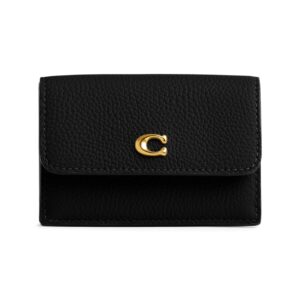 Coach Women's Essential Polished Pebble Mini Trifold Wallet, B4/Black, One Size