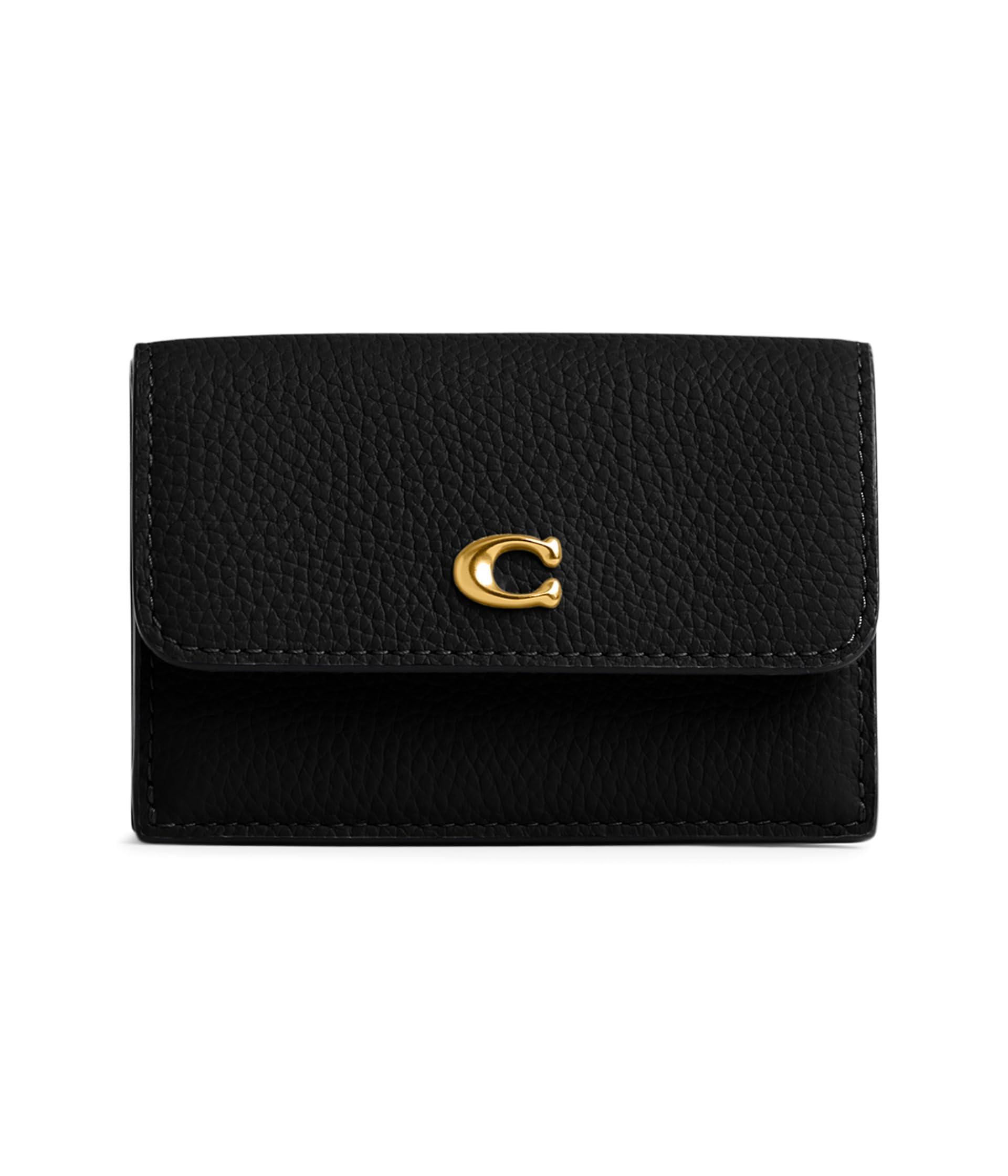 Coach Women's Essential Polished Pebble Mini Trifold Wallet, B4/Black, One Size