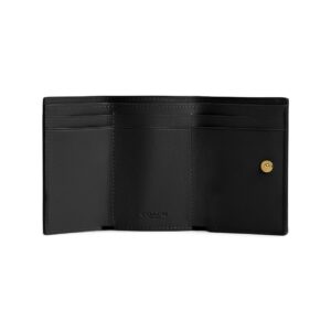 Coach Women's Essential Polished Pebble Mini Trifold Wallet, B4/Black, One Size